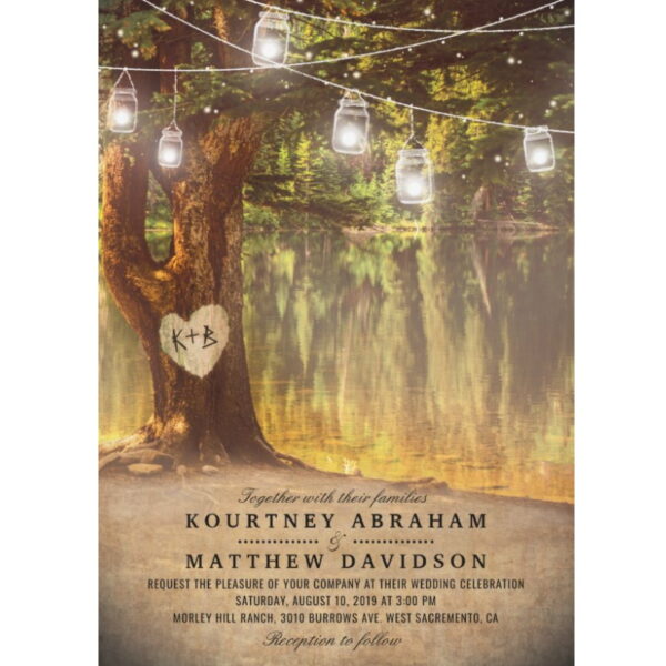 Lights and Tree Rustic Effect Wedding Invitations – Pretty Creations